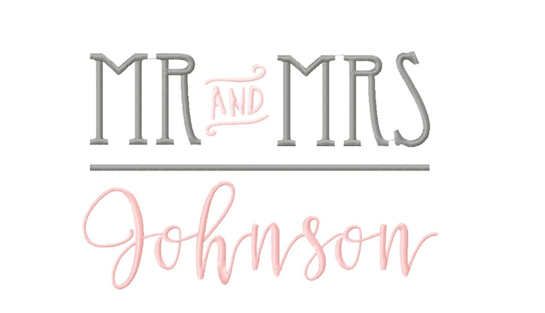 Mr and Mrs 6x10 Embroidery Design, Modern Wedding Embroidery File ...