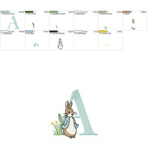 Peter Rabbit 4inch Alphabet A-Z Machine Embroidery Font Digital ...