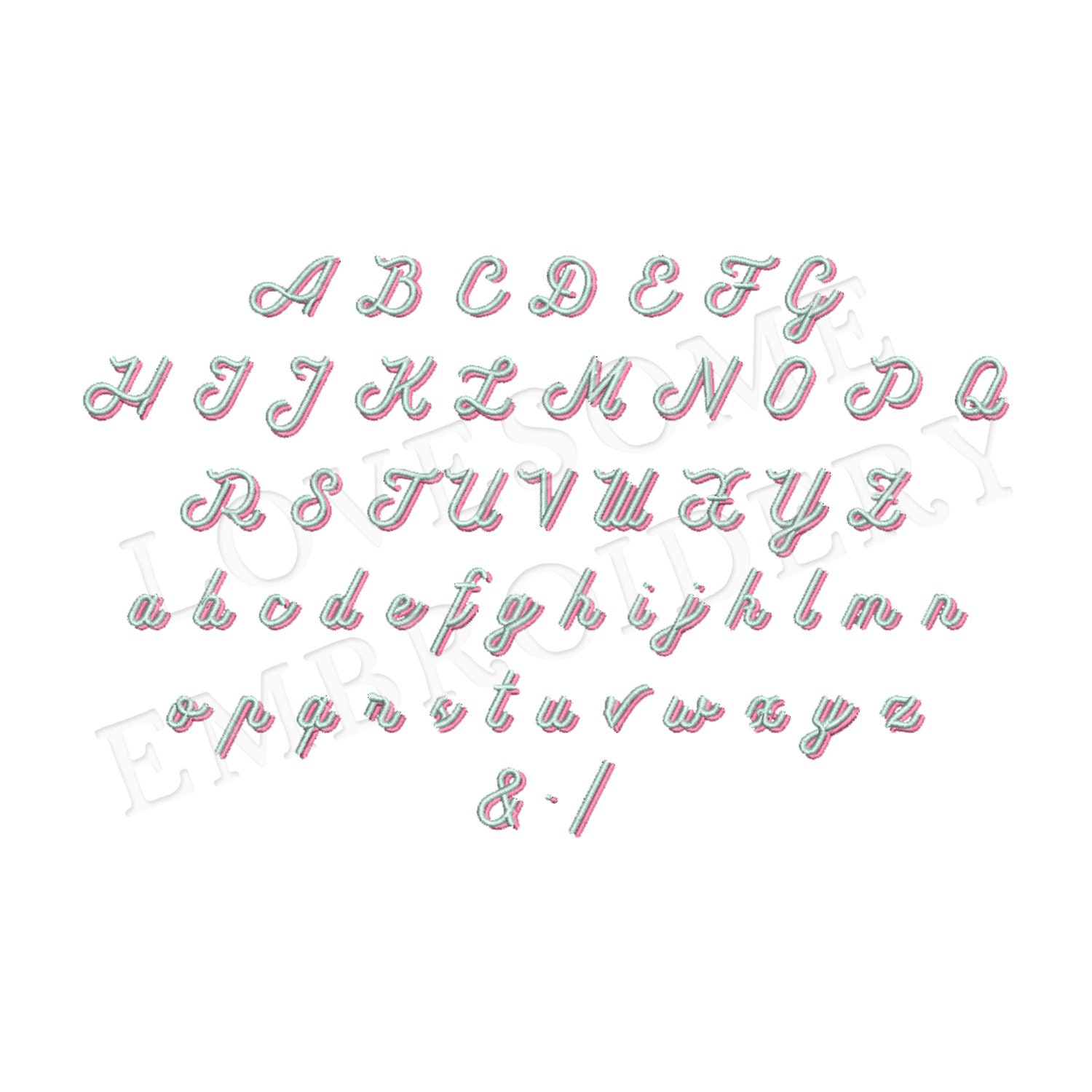 Retro Shadow 2inch Script Font A-Z Machine Embroidery Font Digital ...