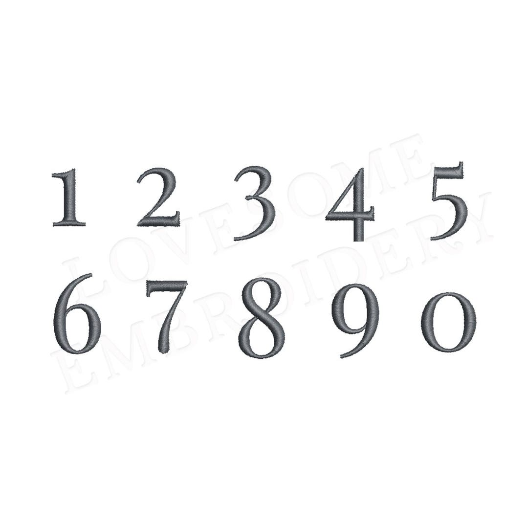 Playfair Numbers 0-9 Three Sizes, 1.25inch 1.5inch 2inch Machine ...