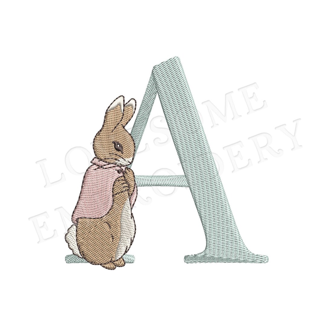 Cottontail Rabbit 4inch Alphabet A-Z Machine Embroidery Font Digital ...