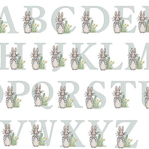 Peter Rabbit 4inch Quick Stitch Alphabet A-Z Machine Embroidery Font ...