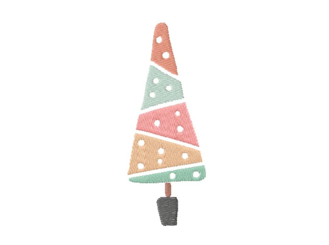 Christmas Tree 4x4 Pastel Colors Embroidery Design, Cute Holiday Tree ...