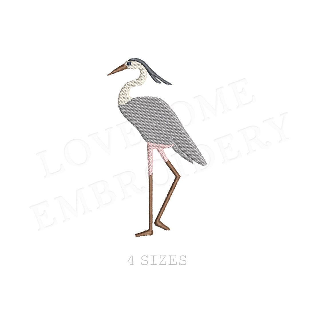 Crane Bird Mini Embroidery Design Multisize, Summer Machine Embroidery ...