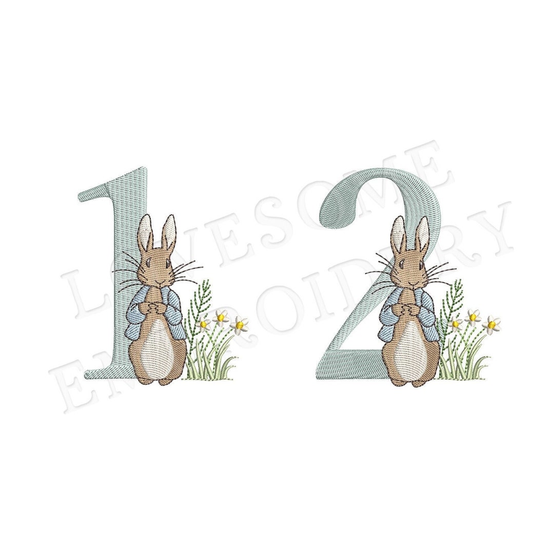 Peter Rabbit 4inch Numbers 0-9 Machine Embroidery Numbers Digital ...