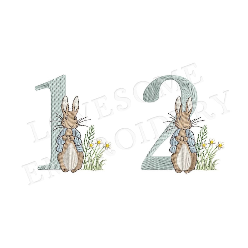 Peter Rabbit 4inch Numbers 0-9 Machine Embroidery Numbers Digital ...