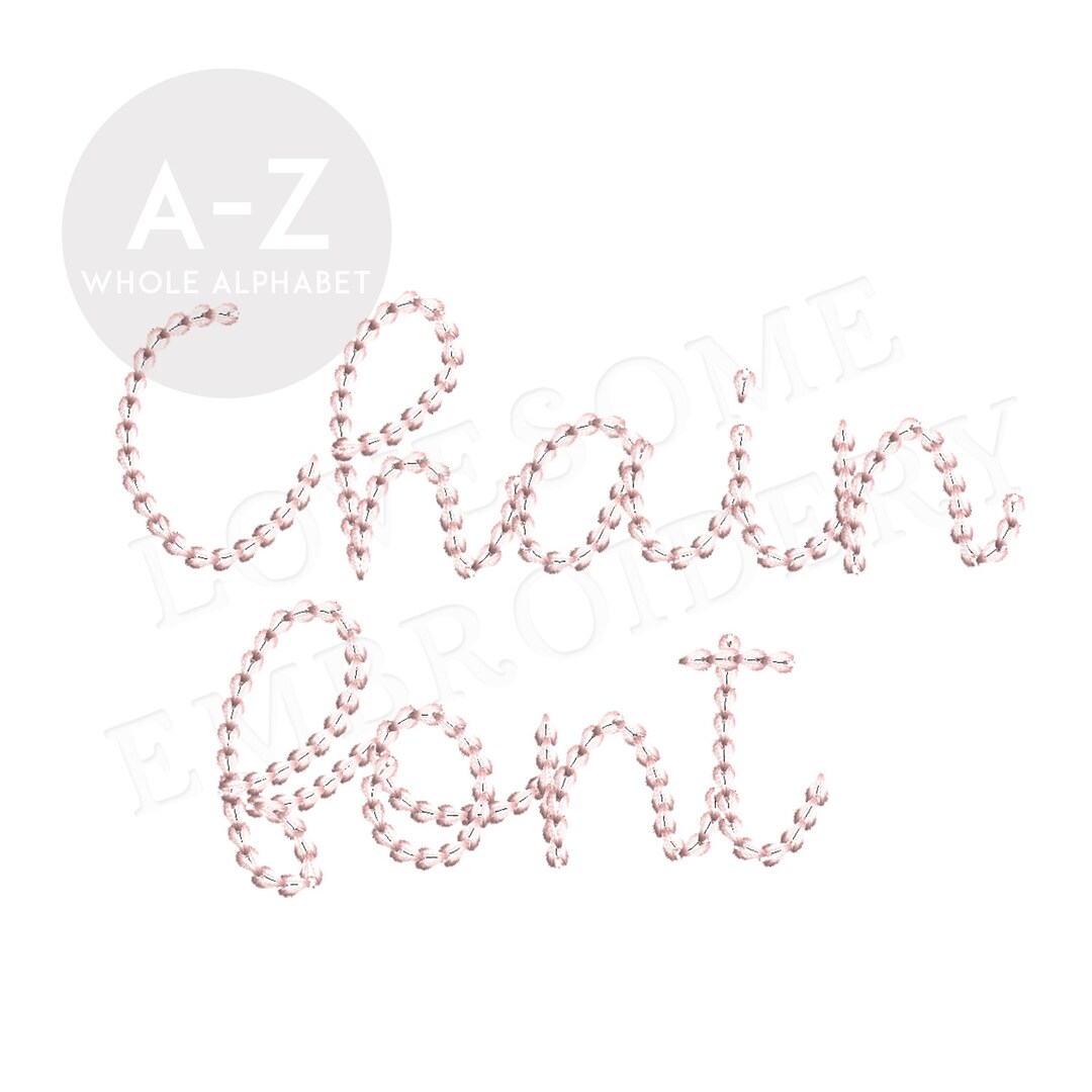 Chain Script Font A-Z 1.5inch Cursive Chain Stitch Machine Embroidery ...