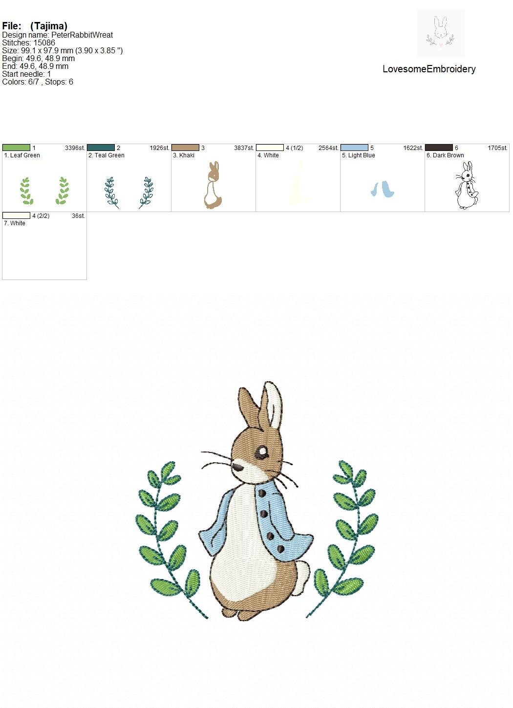 Peter Rabbit Wreath 4inch Machine Embroidery Design Digital Download ...