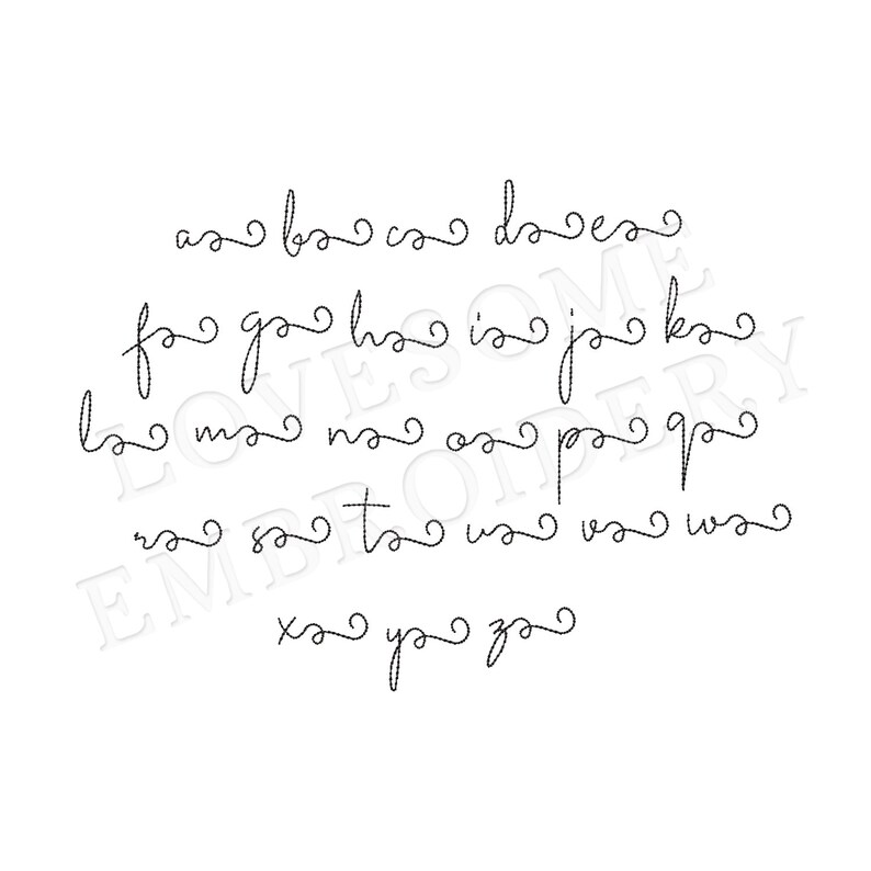 Script Bean Stitch 3inch Font A-Z, Cursive Run Stitch Font With Swashes ...