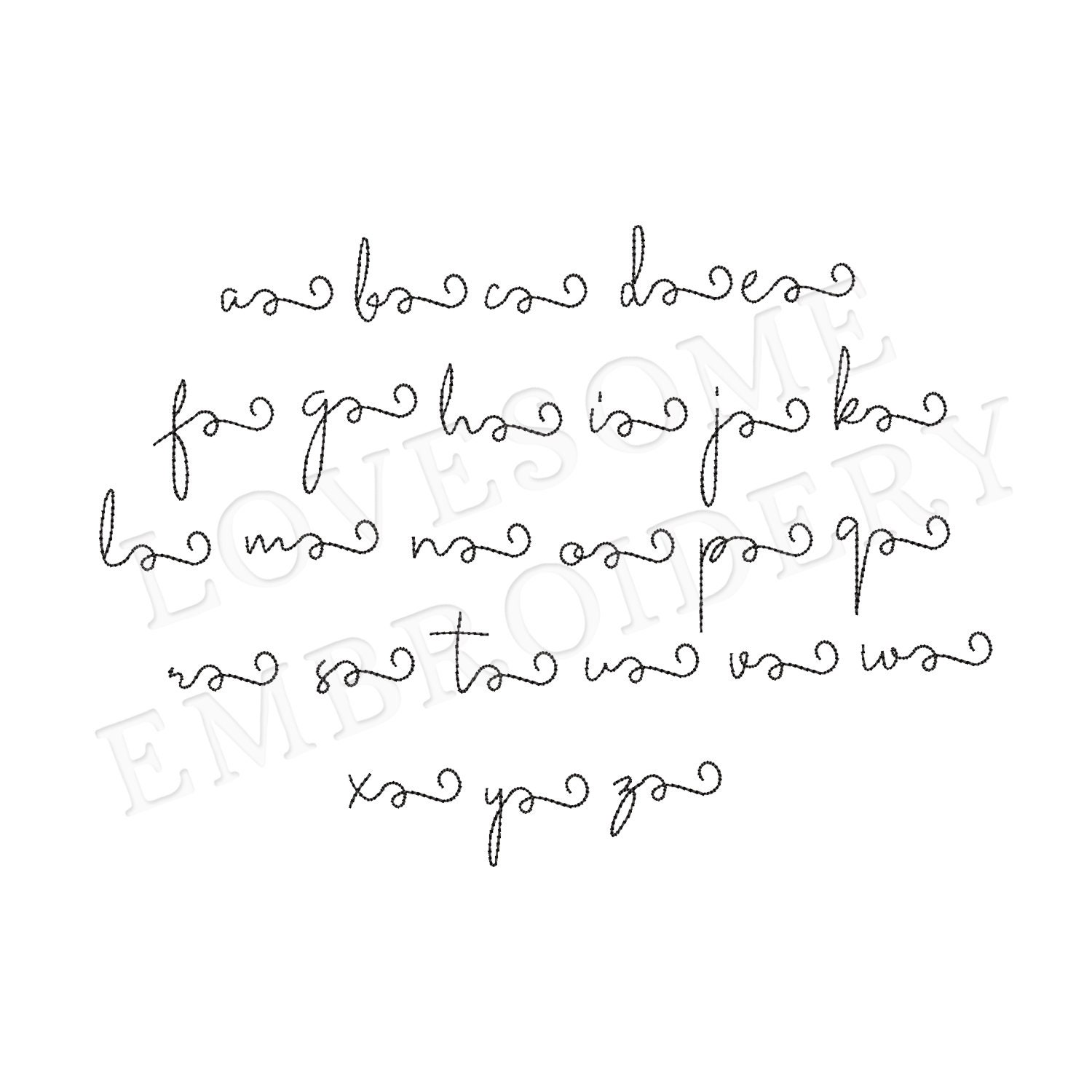 Script Bean Stitch 3inch Font A-Z, Cursive Run Stitch Font With Swashes ...