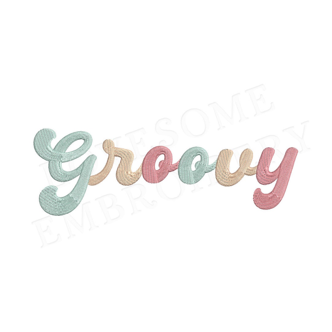 Groovy Script 3inch Fill Stitch Font A-Z Machine Embroidery Font ...