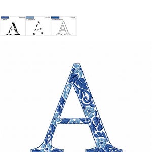 NEW Chinoiserie Alphabet 5inch A-Z Machine Embroidery Font Blue Elegant ...