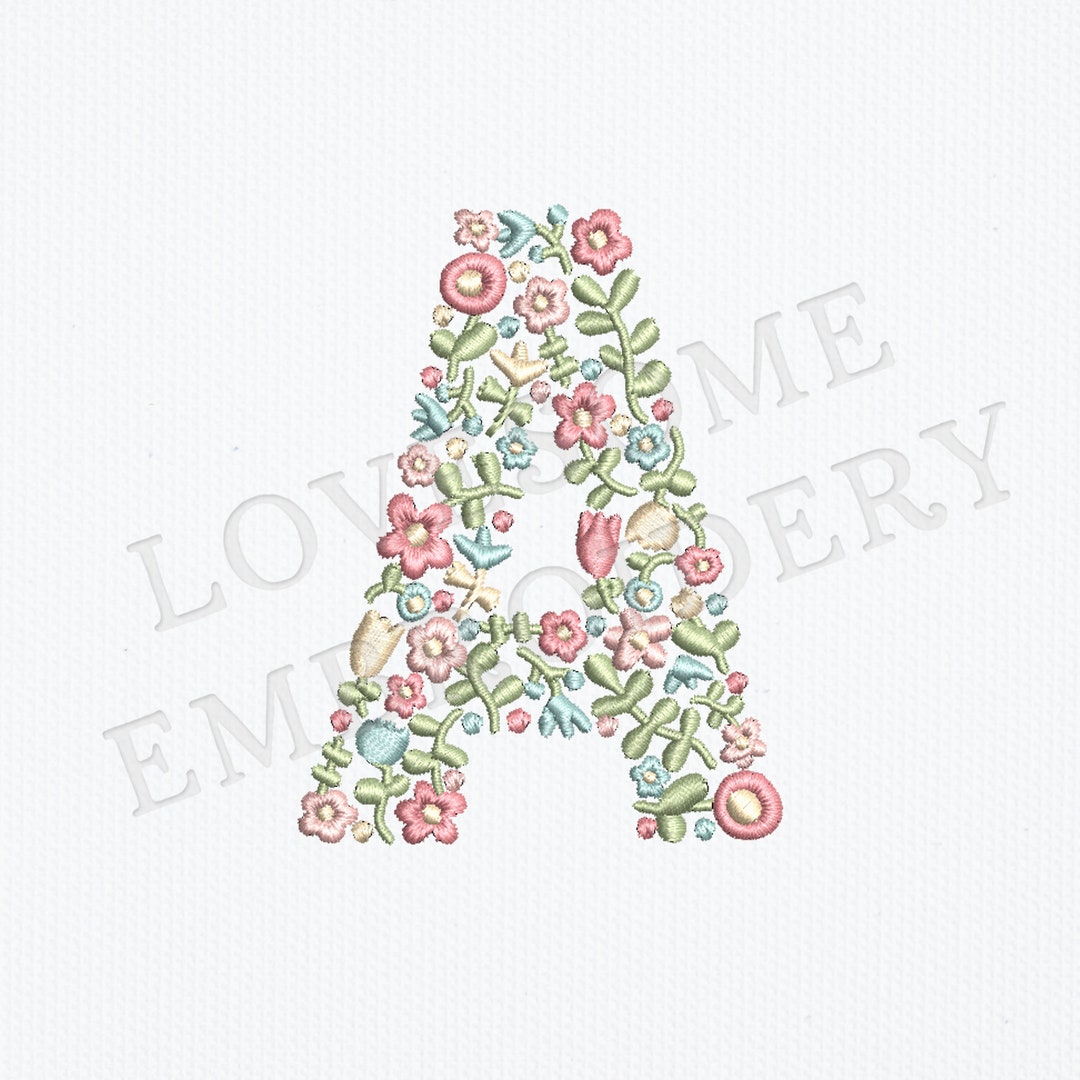 NEW Floral Alphabet 3.5inch A-Z Machine Embroidery Font Dainty Flowers ...