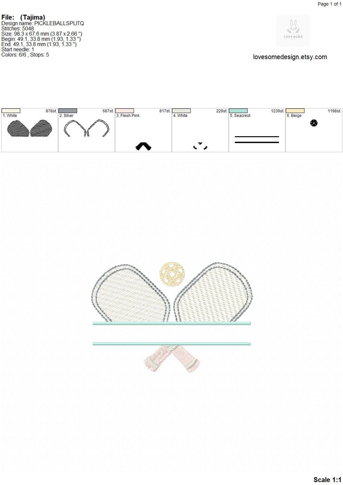 Pickleball Split 4inch Quick Stitch Embroidery Design, Sports Machine ...