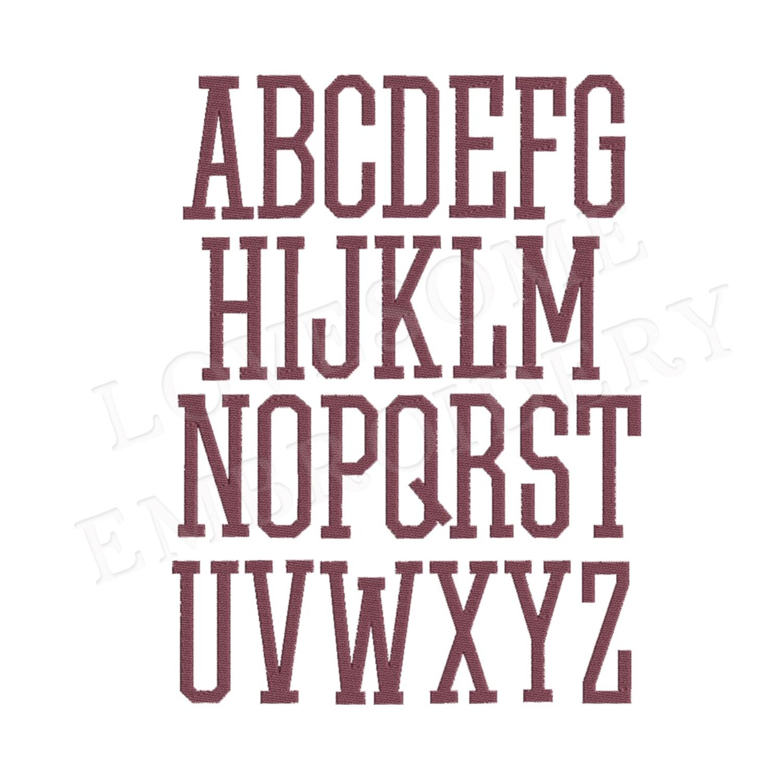 Tall College Fill 4inch Embroidery Font A-Z Machine Tatami Fill Stitch ...
