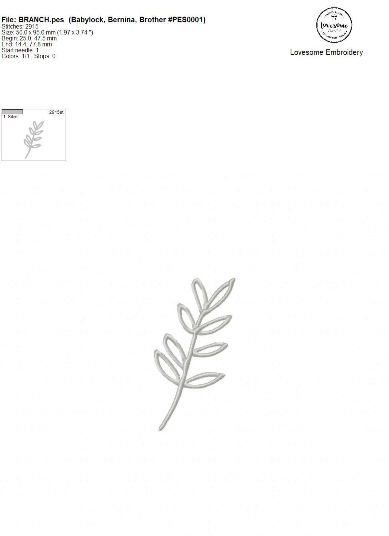 Branch Three Sizes Machine Embroidery Design, Laurel Branch Multisize ...