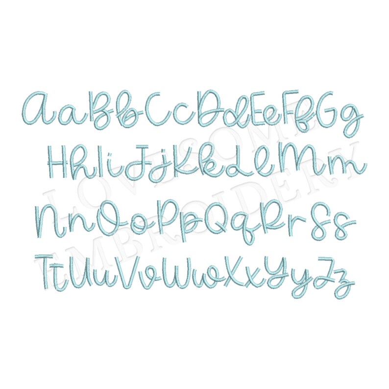 Brooke Script 0.75inch Satin Stitch Font A-Z, Cursive Run Stitch Font ...