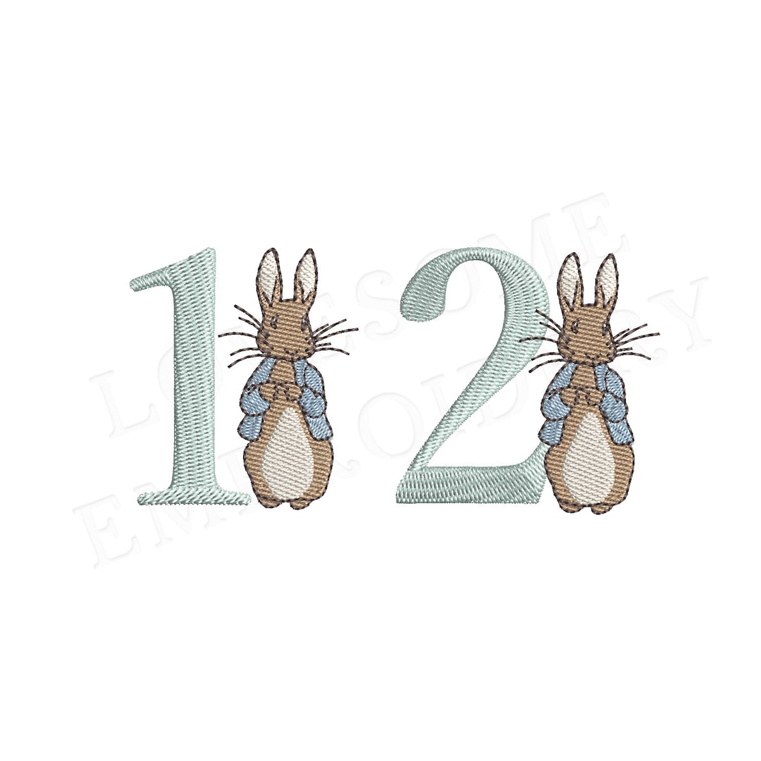 Numbers Peter Rabbit 2inch 0-9 Machine Embroidery Numbers Digital ...
