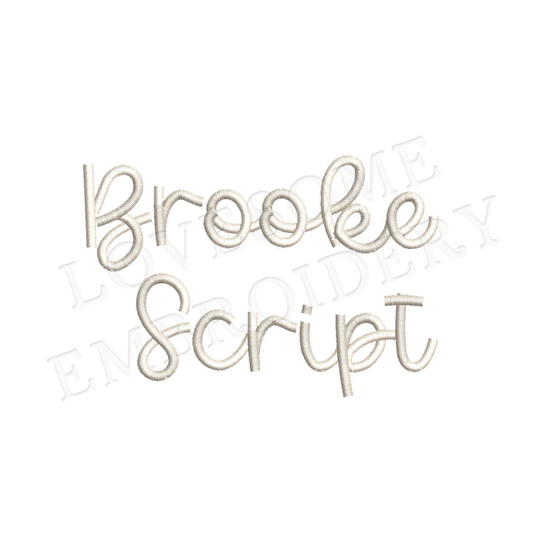 Brooke Script 1.5inch Satin Stitch Font A-Z, Cursive Run Stitch Font, Machine Embroidery Digital ...