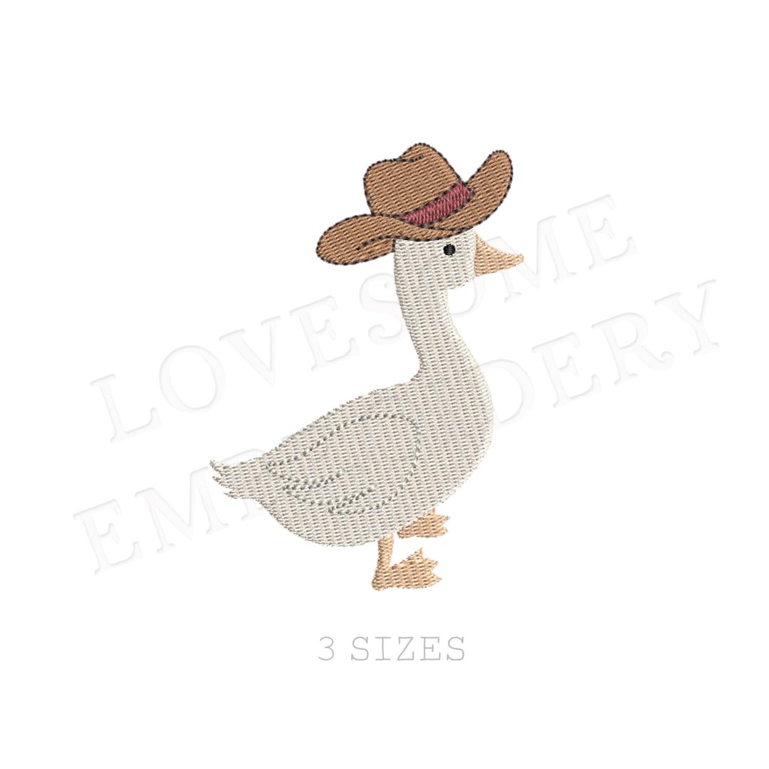 Cowboy Hat Cute Goose Mini Three Sizes Machine Embroidery Design ...