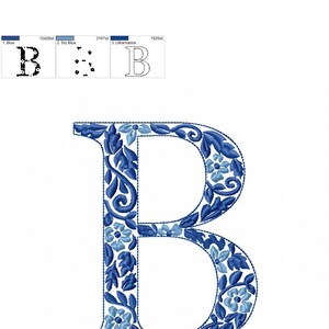 NEW Chinoiserie Alphabet 6inch A-Z Machine Embroidery Font Blue Elegant ...