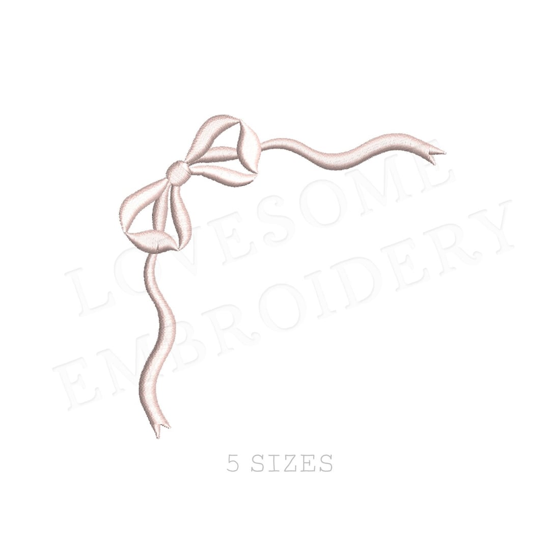 Romance Corner Bow Five Sizes Machine Embroidery Design, Lovely Mini ...