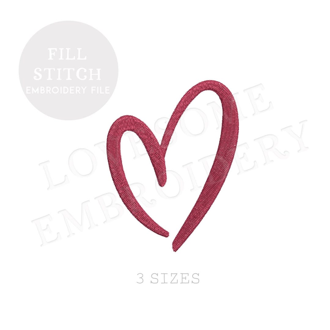 Trendy Heart Three Big Sizes Embroidery Design, Stylish Heart Fill ...