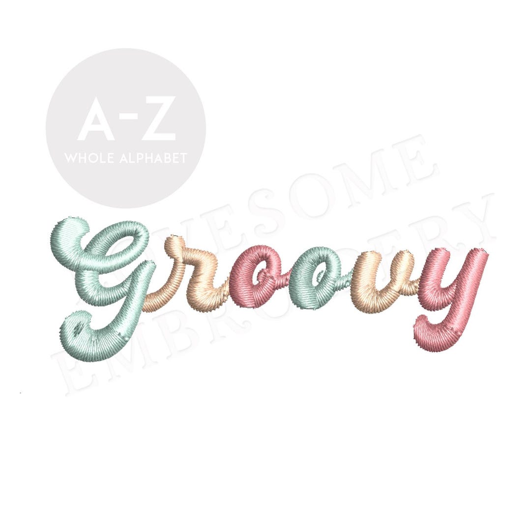 Groovy Script 0.75inch Fill Stitch Font A-Z Machine Embroidery Font ...