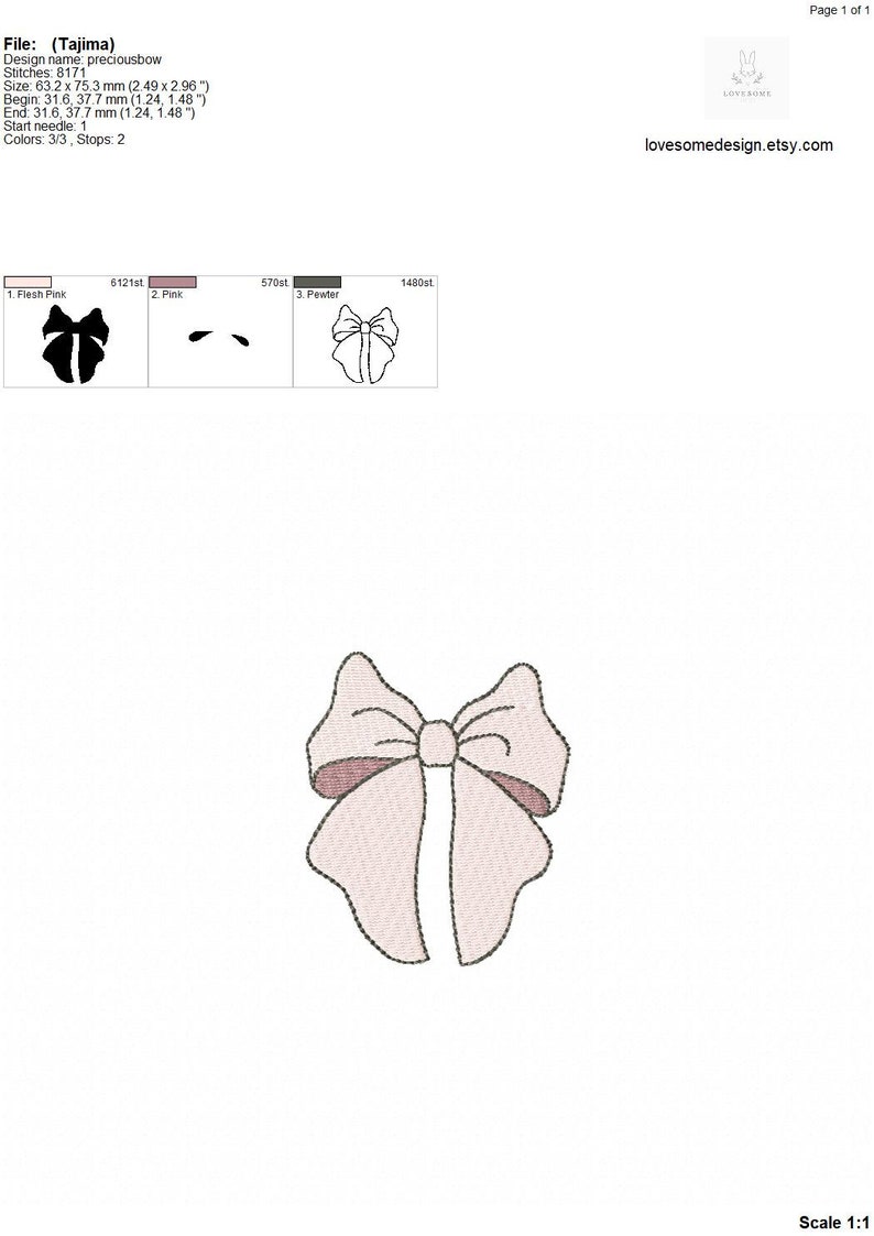 Precious Bow Three Sizes Machine Embroidery Design, Lovely Mini Bows ...
