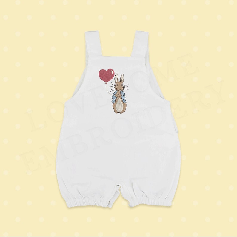 Peter Rabbit With Heart Balloon 4x4 Valentines Day Machine Embroidery ...