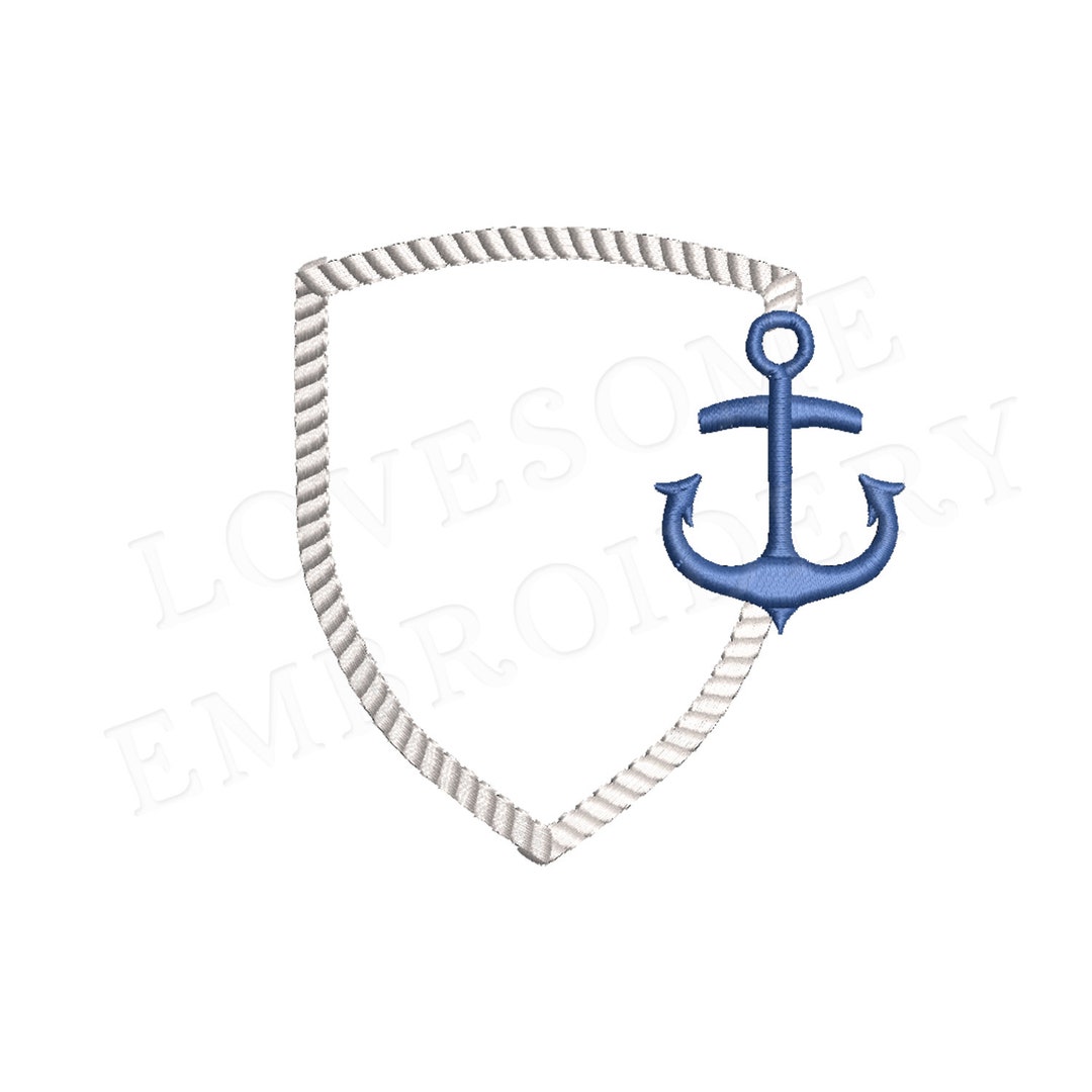 Anchor Rope Crest 3inch Embroidery Design, Nautical Machine Embroidery ...