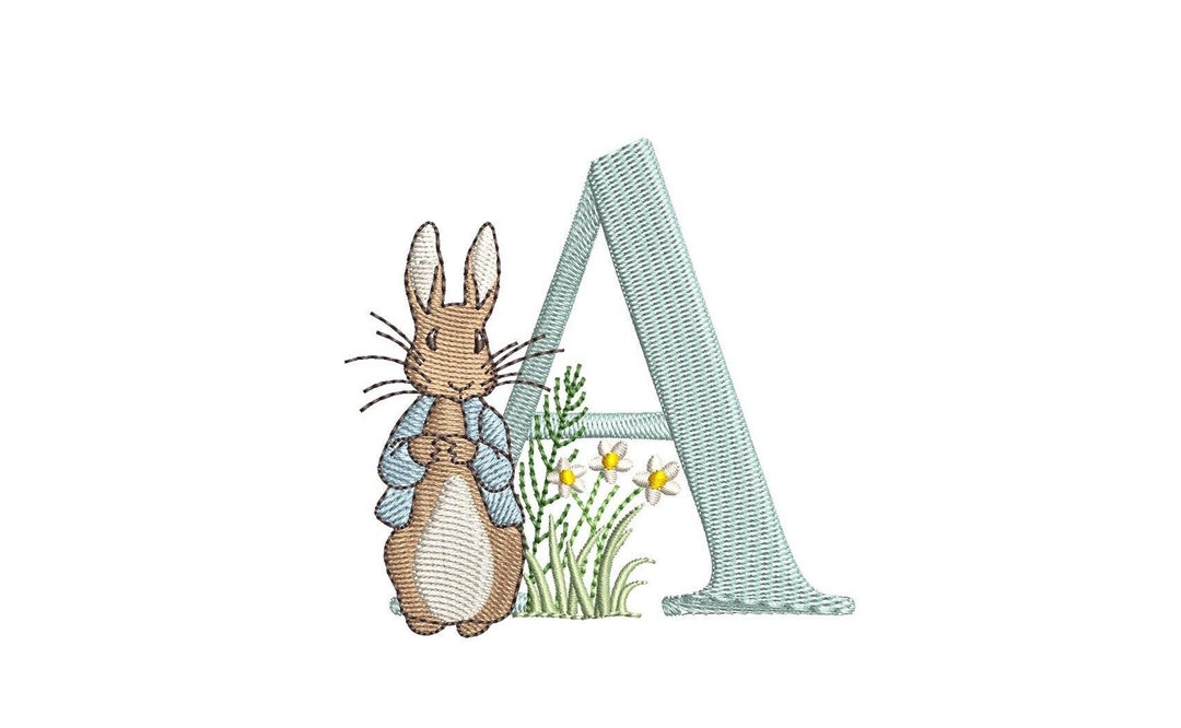 Peter Rabbit 4inch Alphabet A-Z Machine Embroidery Font Digital ...