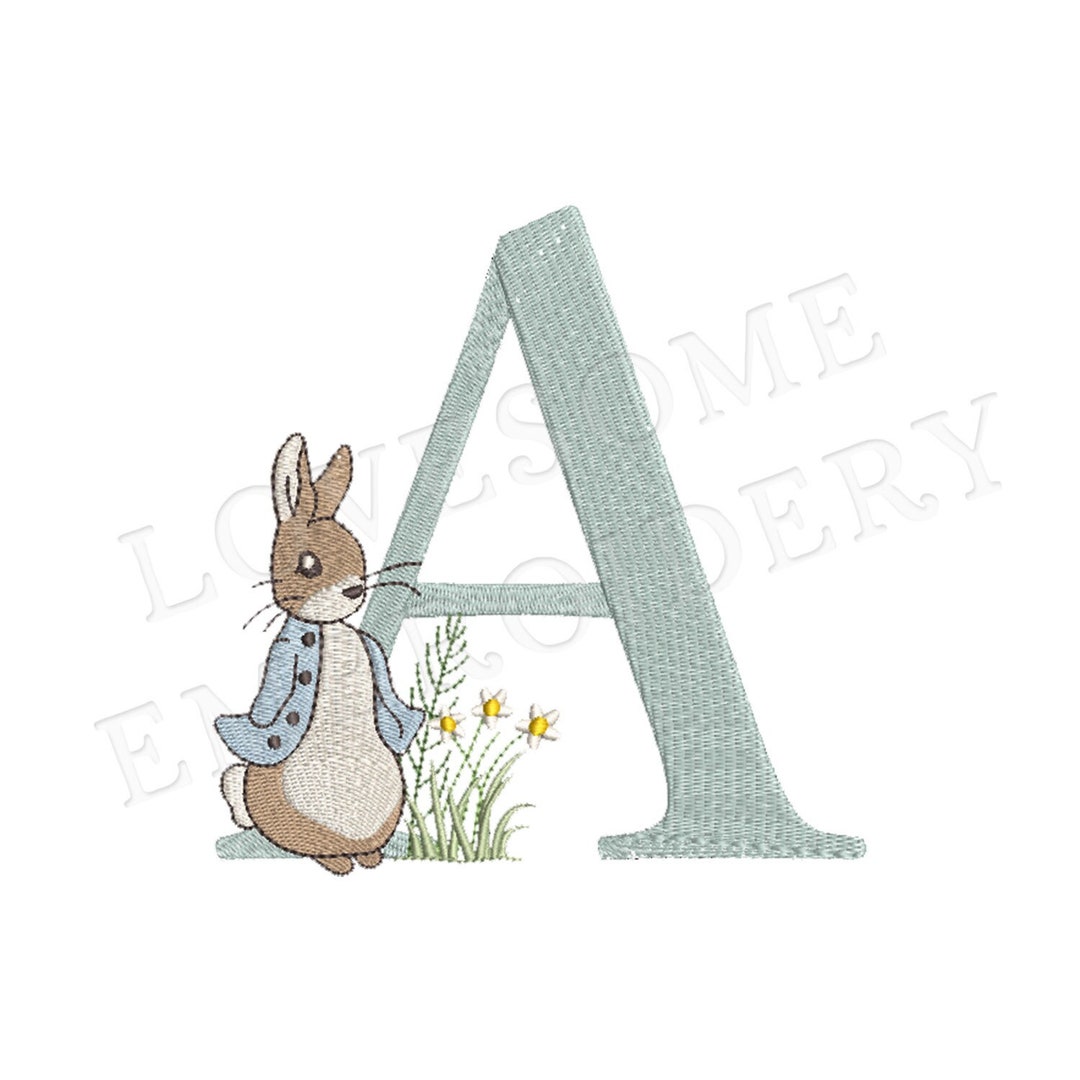 Peter Rabbit 5inch Alphabet A-Z Machine Embroidery Font Digital ...
