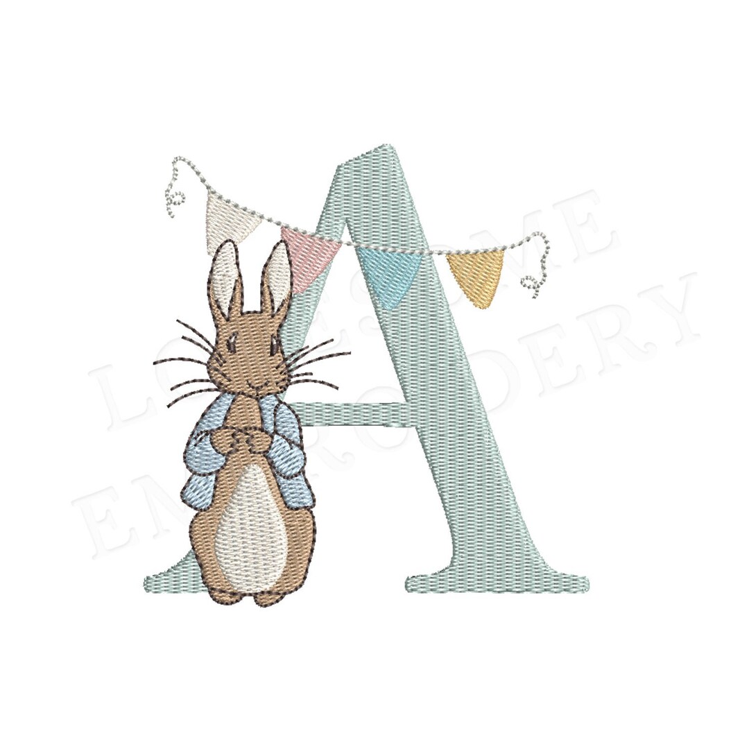 Peter Rabbit 4inch Bunting Alphabet A-Z Machine Embroidery Font Digital ...