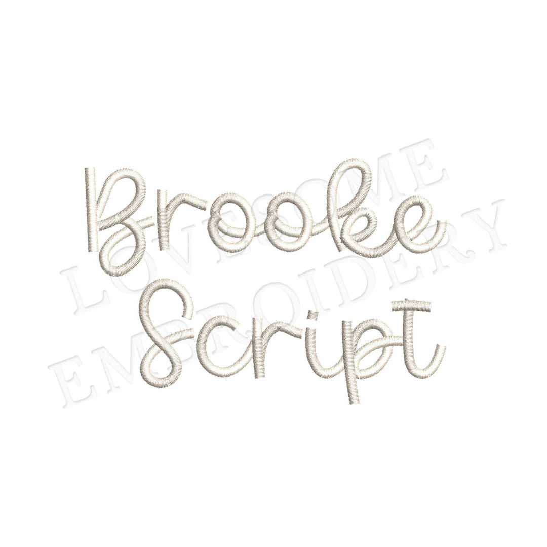 Brooke Script 1inch Satin Stitch Font A-Z, Cursive Run Stitch Font ...