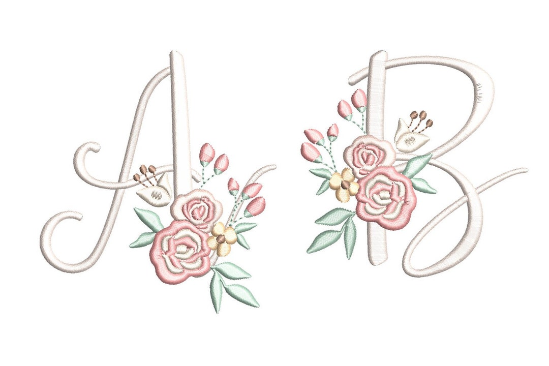 Bridal Script 4inch A-Z Machine Embroidery Fonts Elegant Flower Script ...