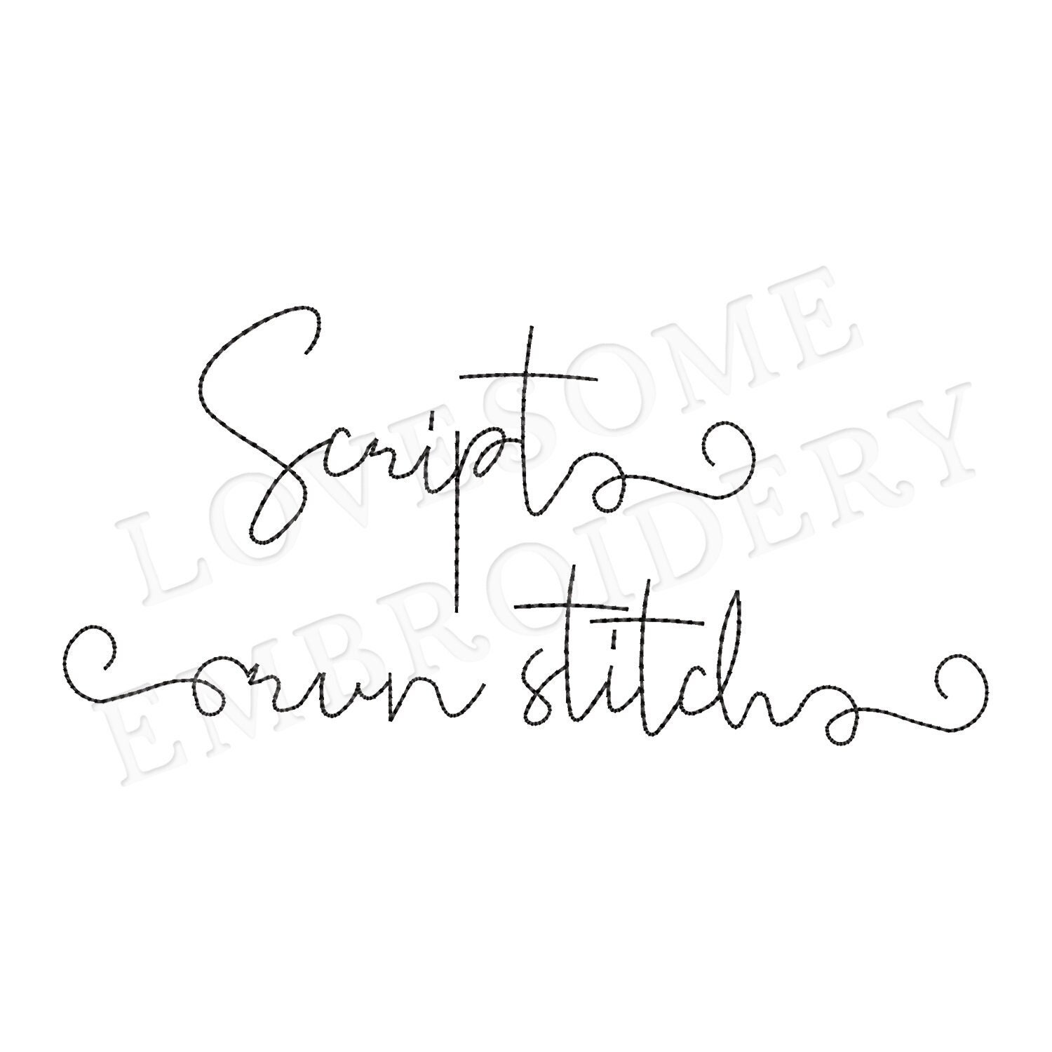 Script Bean Stitch 3inch Font A-Z, Cursive Run Stitch Font With Swashes ...
