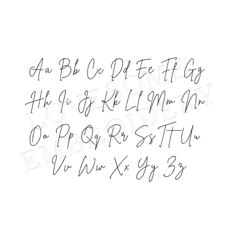 Britney Script 3inch Bean Stitch Font A-z,cursive Run Stitch Font ...