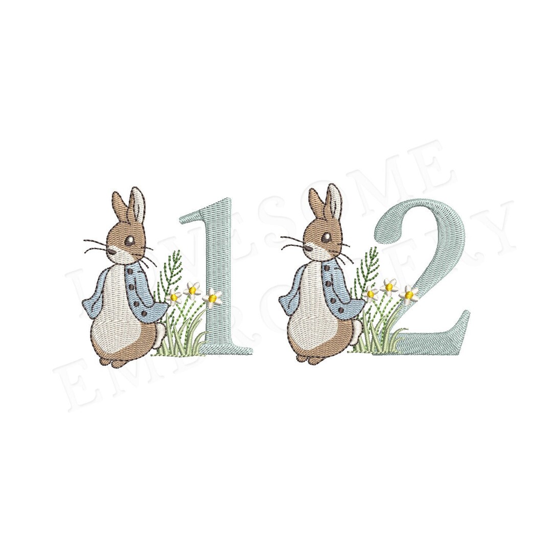 Numbers Peter Rabbit 3inch 0-9 Machine Embroidery Numbers Digital ...