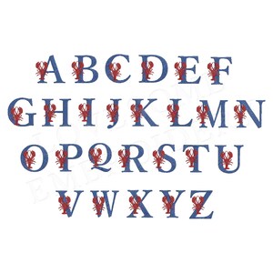 Lobster Monogram 3inch Summer Embroidery Font, Nautical Machine ...