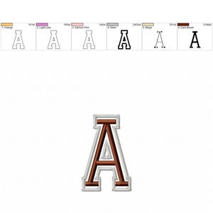 College Applique 3inch Puff Font A-Z Machine Embroidery Sports Letters ...