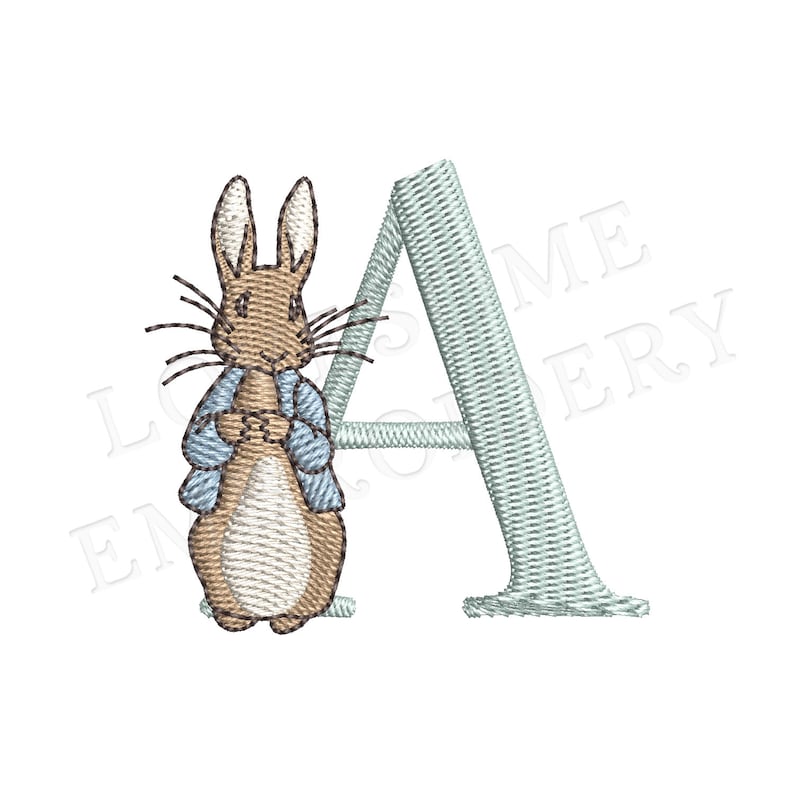 Peter Rabbit 3inch Alphabet A-Z Machine Embroidery Font Digital ...