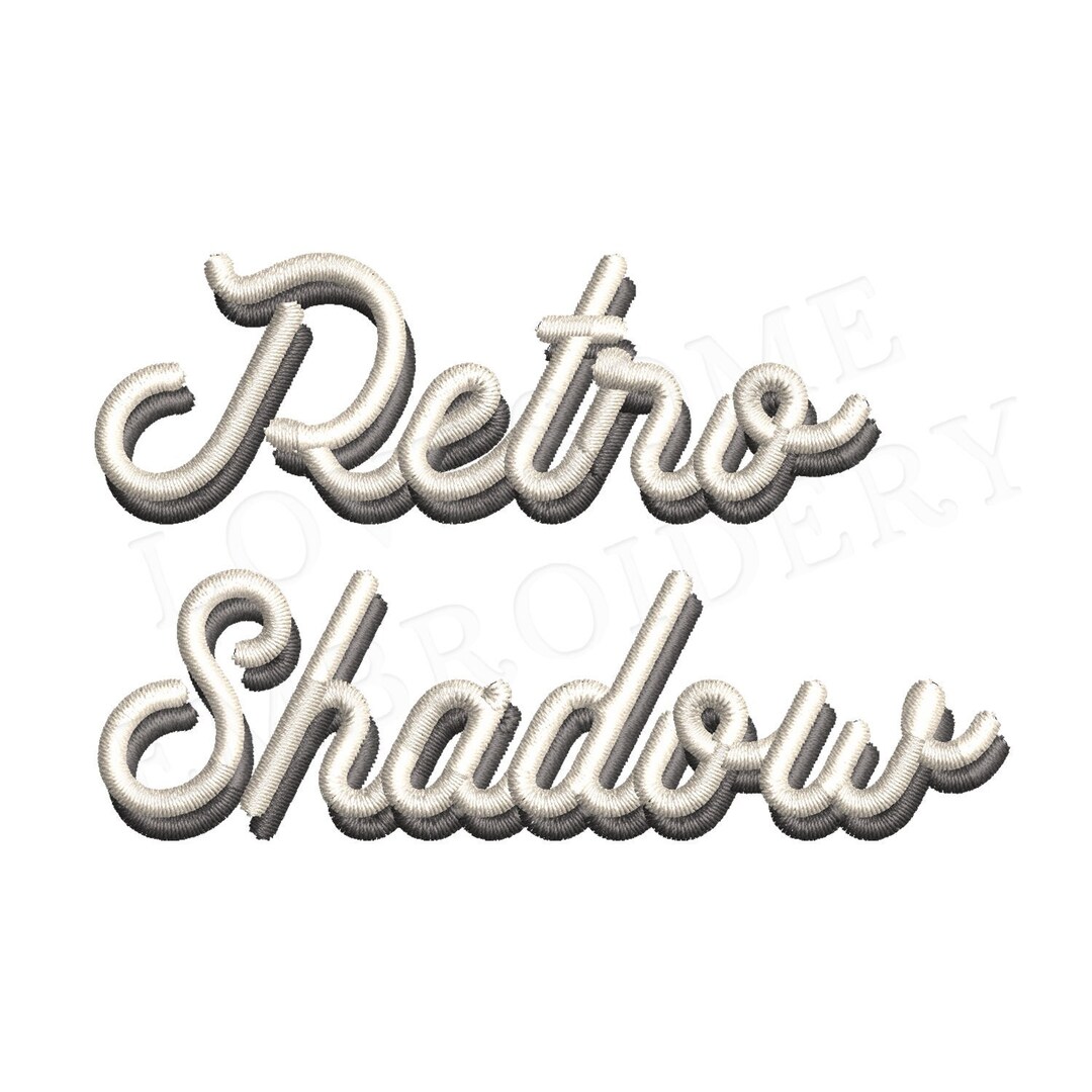 Retro Shadow 1inch Script Font A-Z Machine Embroidery Font Digital Download | Lovesome Design - Etsy