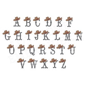 Cowboy Hat 4inch Monogram A-Z Embroidery Font, Western Machine ...