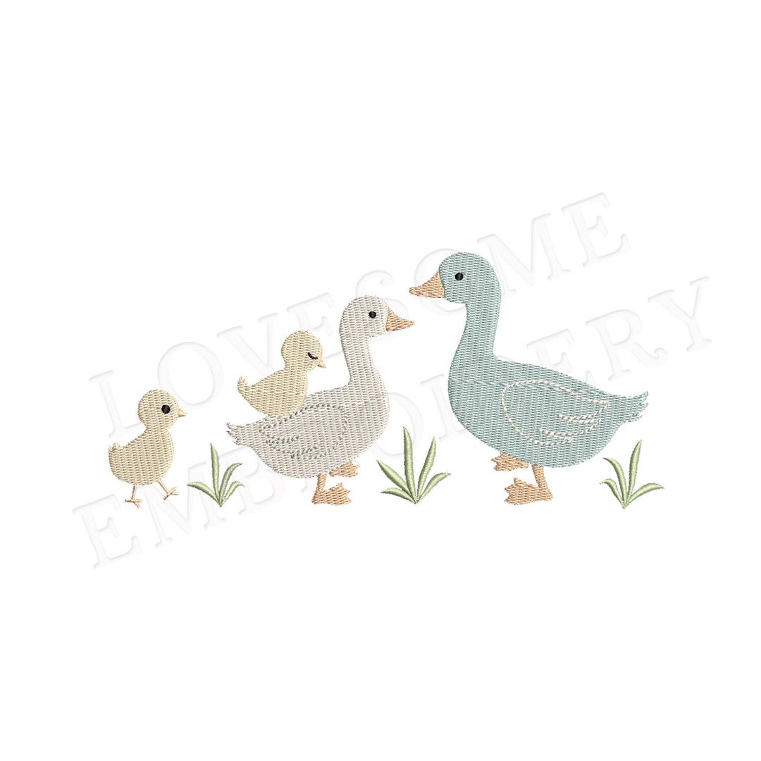 Cute Goose Family 5inch Machine Embroidery Design, Lovely Ducks and ...