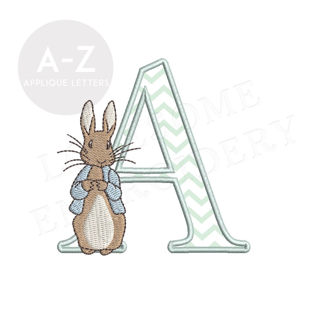 Applique Alphabet 5inch Peter Rabbit A-Z Machine Embroidery Font ...