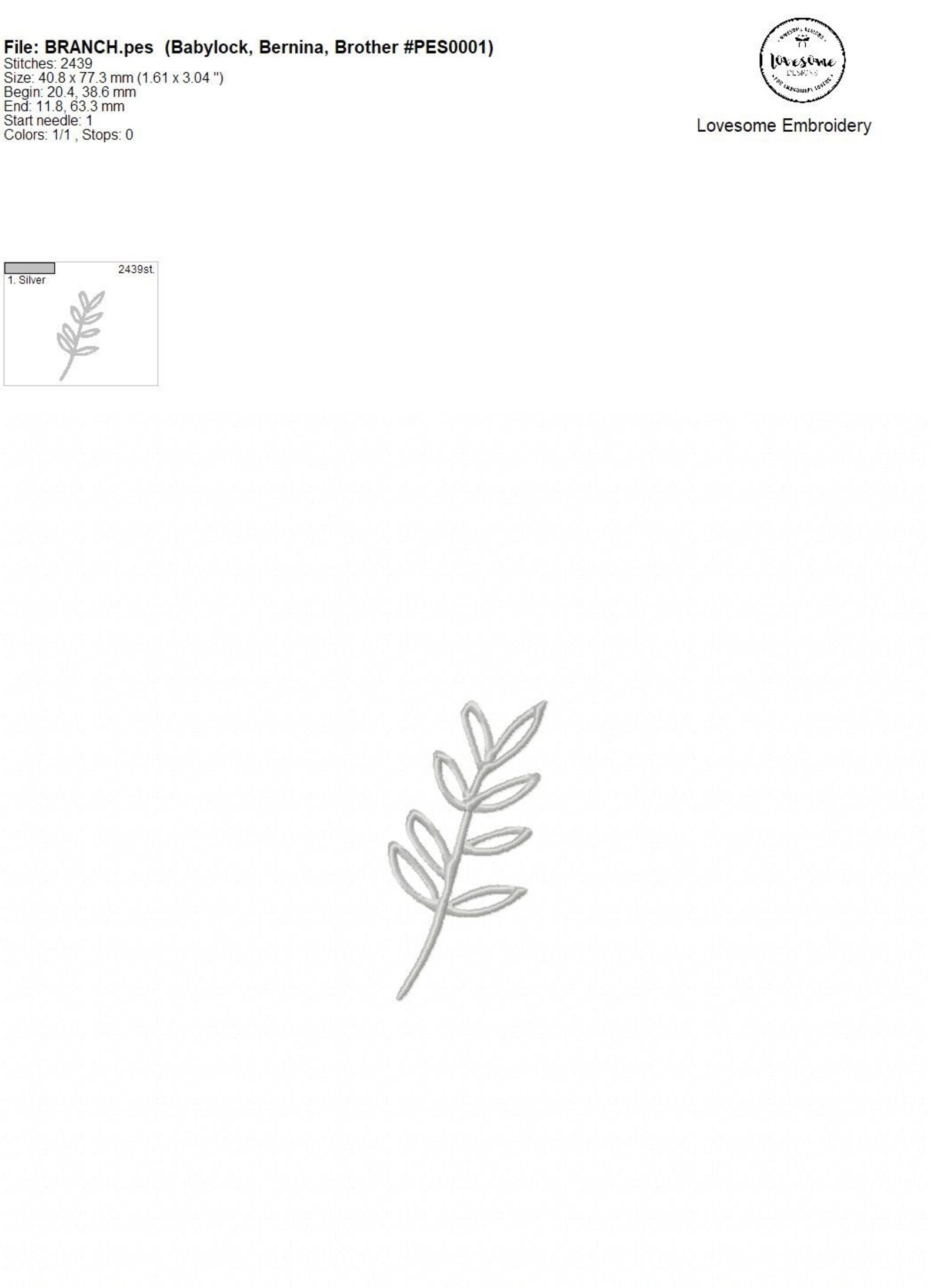 Branch Three Sizes Machine Embroidery Design, Laurel Branch Multisize ...
