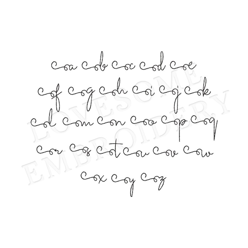 Script Bean Stitch 3inch Font A-Z, Cursive Run Stitch Font With Swashes ...