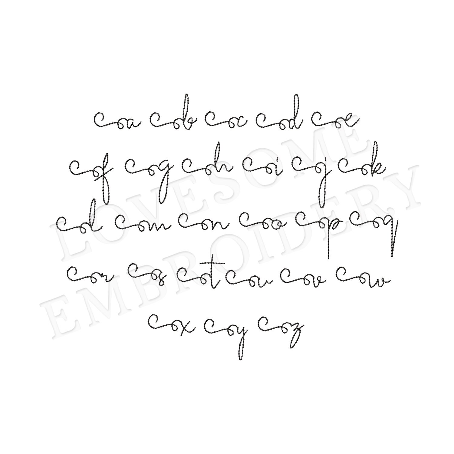 Script Bean Stitch 3inch Font A-Z, Cursive Run Stitch Font With Swashes ...