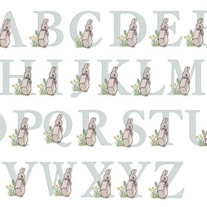 Cottontail Rabbit 4inch Quick Stitch Alphabet A-Z Machine Embroidery ...